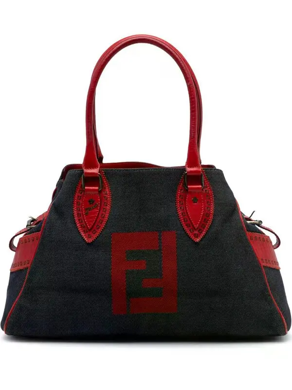 Fendi 2000-2010 Denim Etniko Du Jour Handbag - Blue
