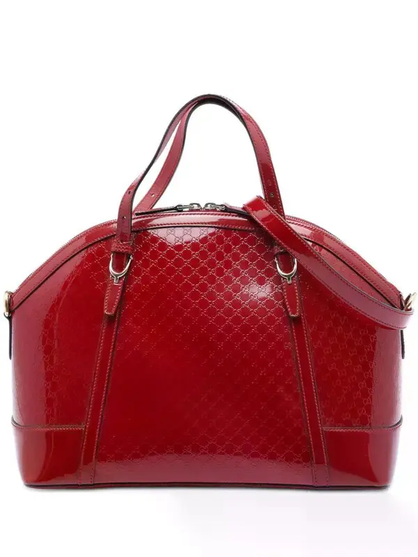 Gucci 2016-2025 Large Microguccissima Patent Nice Dome Satchel - Red