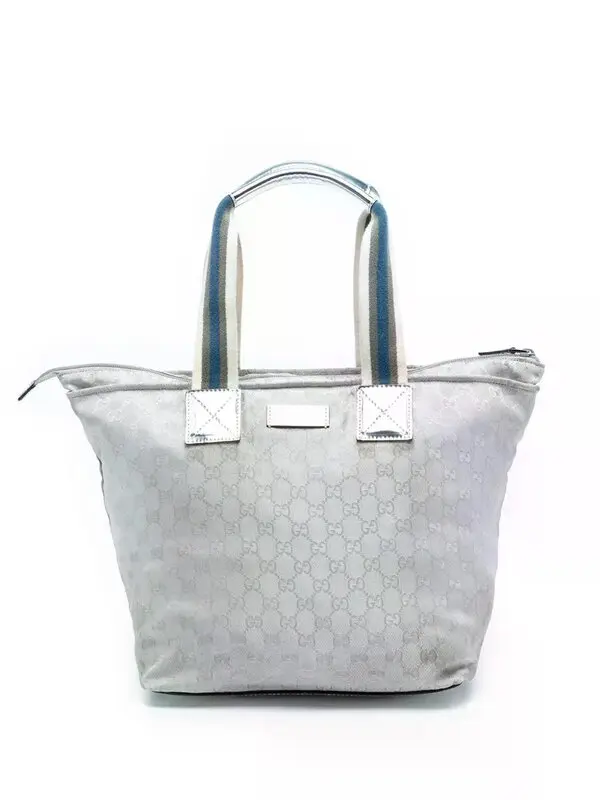 Gucci Gg Canvas Web Tote Bag - Silver