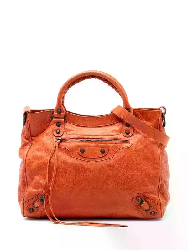 Balenciaga 2005-2025 Lambskin Motocross Classic Velo Satchel - Orange