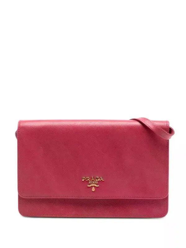 Prada 2010-2026 Saffiano Wallet On Strap Crossbody Bag - Pink