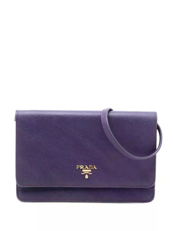 Prada 2010-2026 Saffiano Wallet On Strap Crossbody Bag - Purple