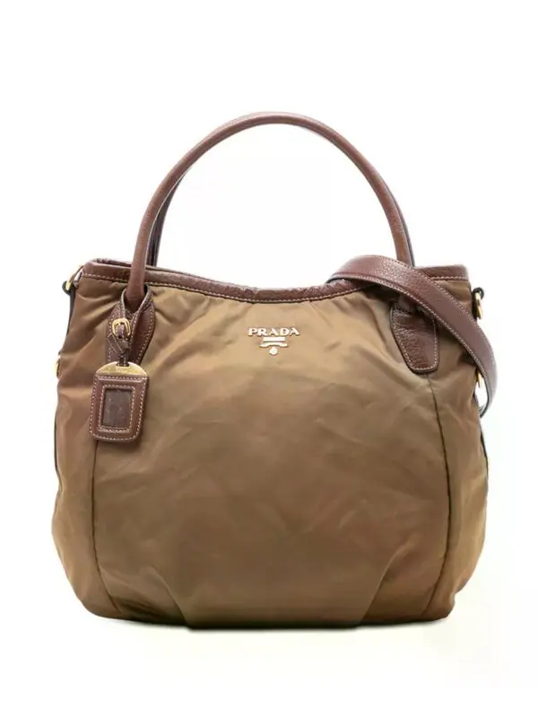 Prada 2000-2025 Vitello Daino Trimmed Tessuto Satchel - Brown