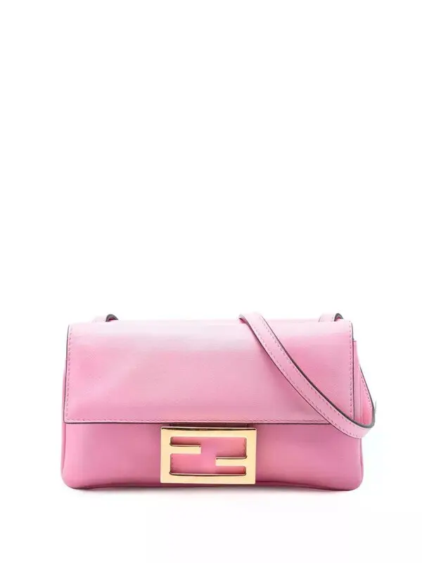 Fendi 2010-2025 Leather Duo Baguette Crossbody Bag - Pink