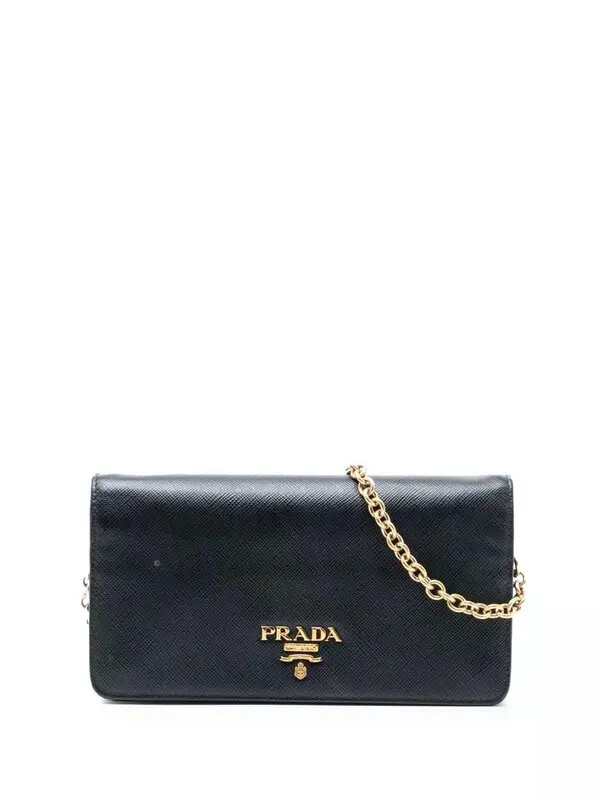 Prada 2010-2026 Saffiano Wallet On Chain Crossbody Bag - Black