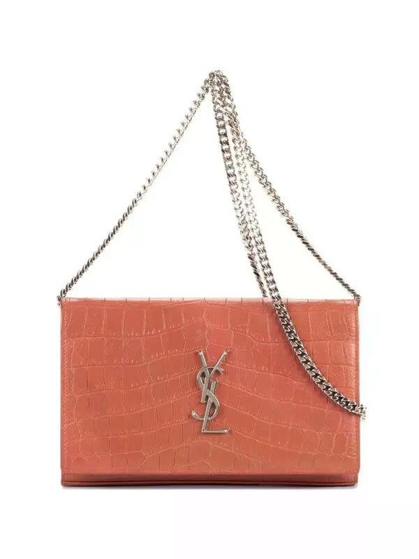 Saint Laurent Vintage Croc-embossed Chain Bag - Red