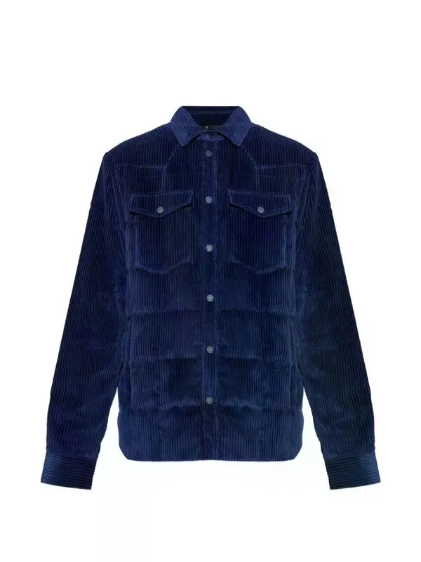Moncler Gelt Corduroy-texture Chest-pocket Shirt Jacket - Blue