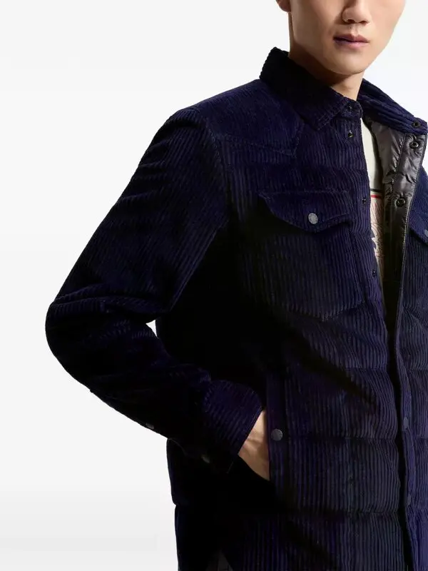 Moncler Gelt Corduroy Down Shirt Jacket - Blue