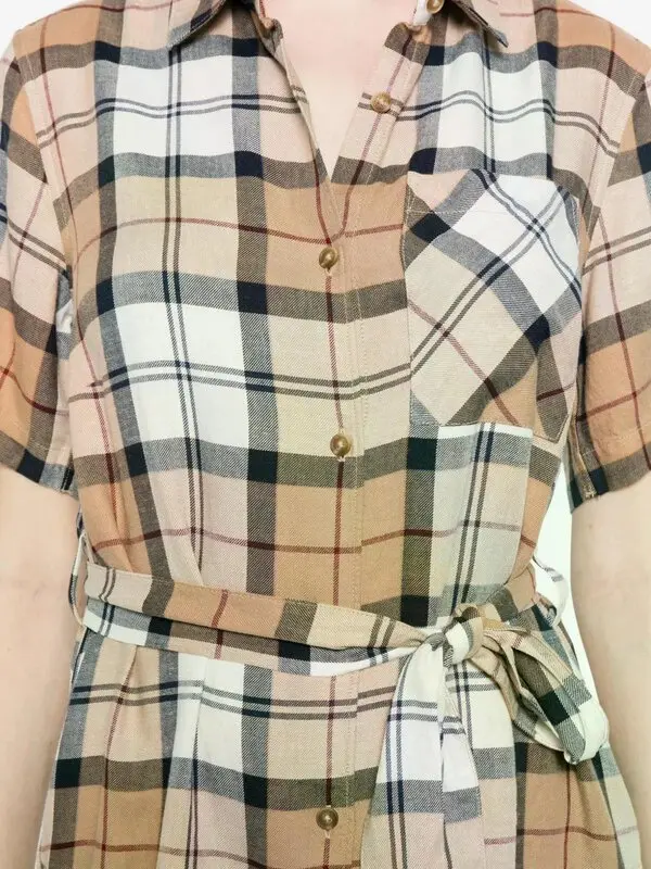 Barbour Belted Check Midi Dress - Brown