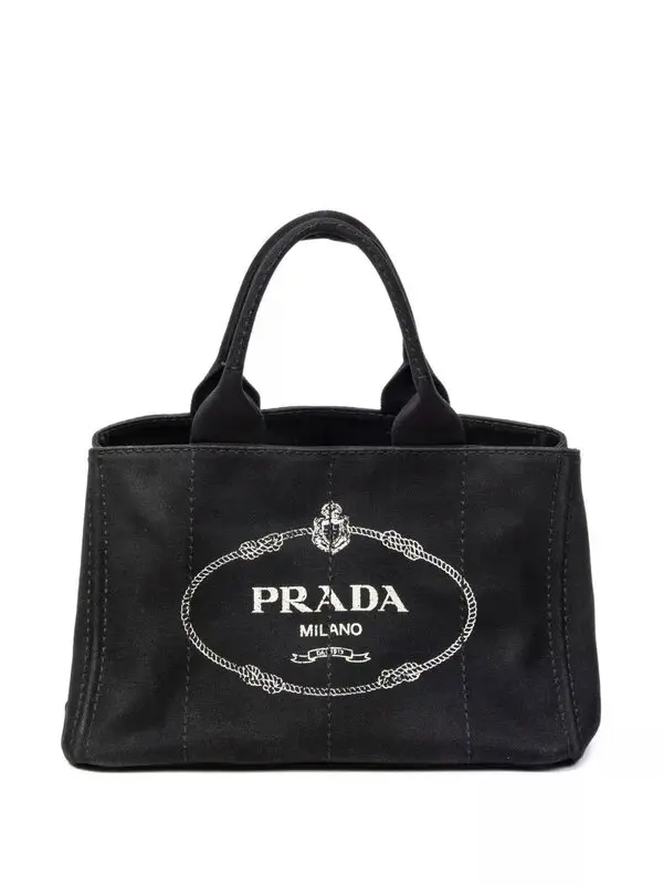 Prada Canapa Logo-appliqué Tote Bag - Black