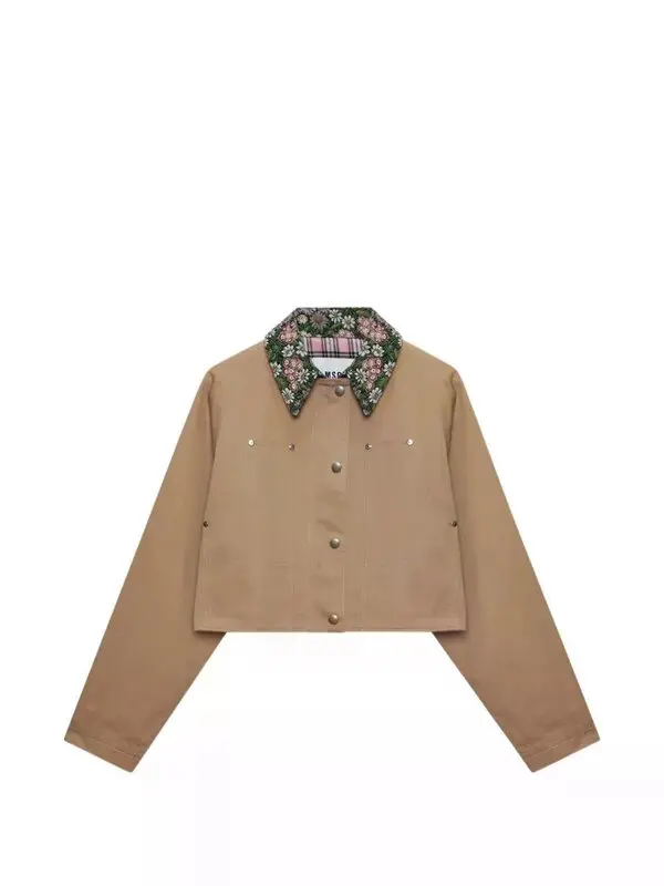 MSGM Floral-collar Cropped Jacket