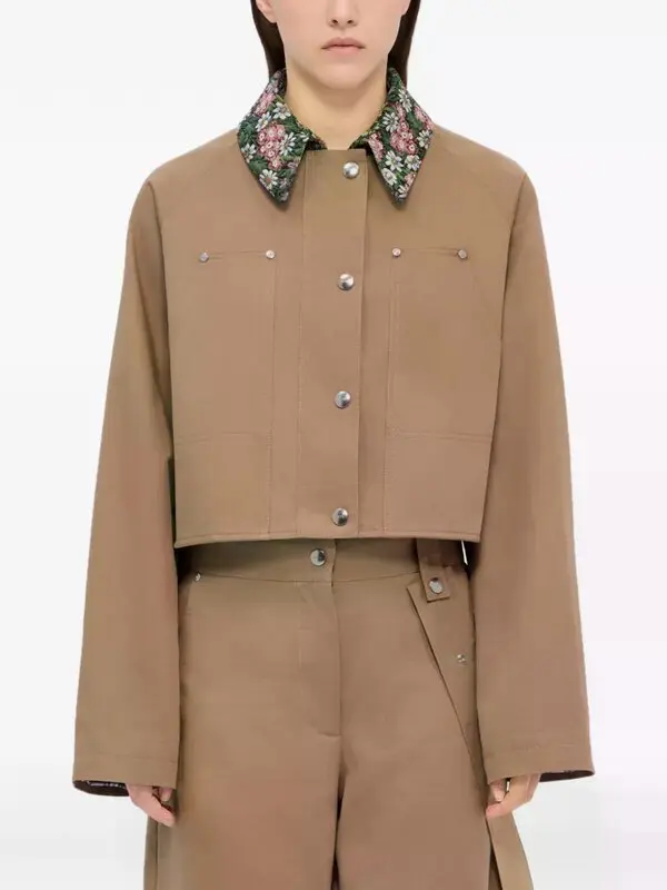 MSGM Floral-collar Cropped Jacket