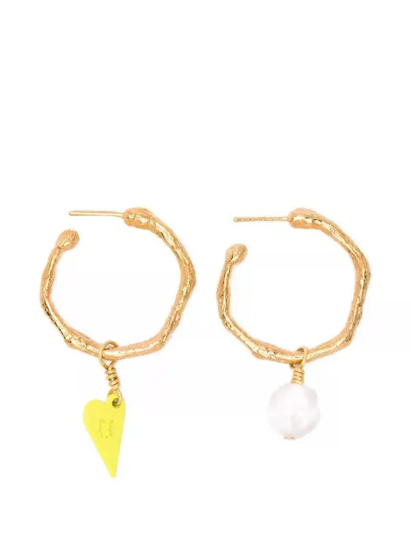 FORTE_FORTE Heart-charm Hoop Earrings - Gold