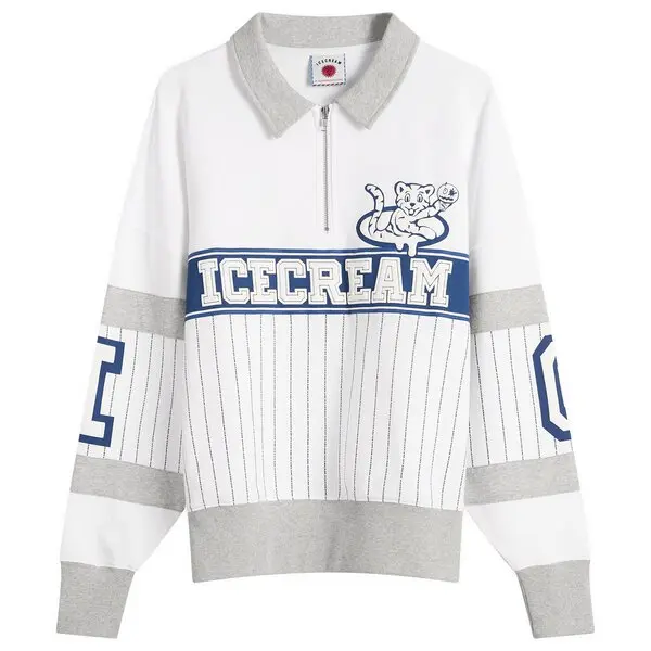 ICECREAM Ic Cubs Collared Quarter Zip - White/blue