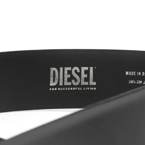 DIESEL® Leather Belt With Logo Buckle