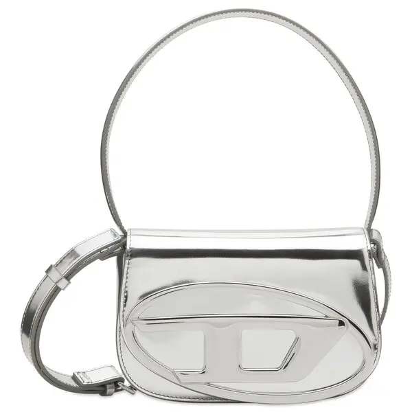 DIESEL 1dr Logo Mirror Leather Handbag - Silver