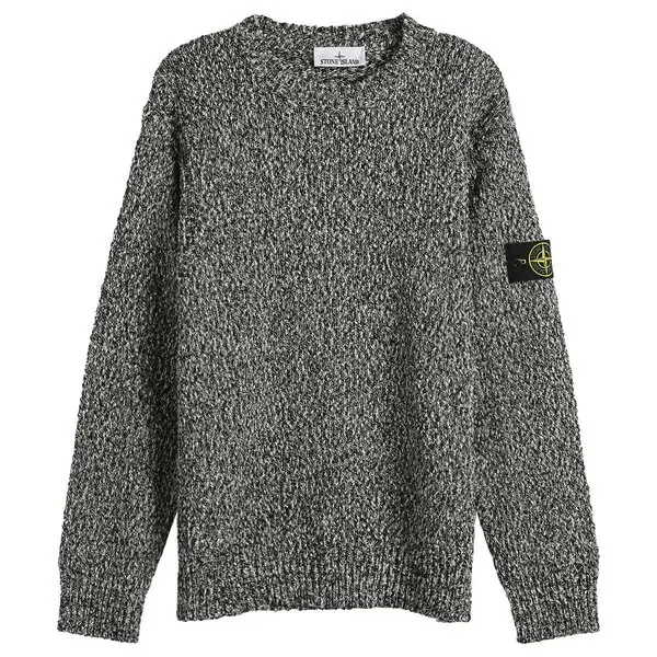 Stone Island Speckled Cotton Knit Jumper - Black Melange