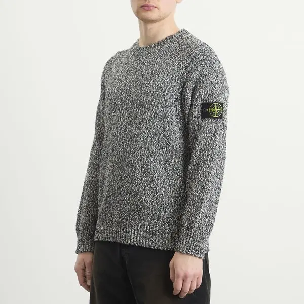 Stone Island Speckled Cotton Knit Jumper - Black Melange