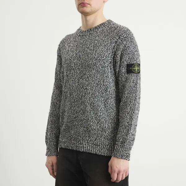 Stone Island Speckled Cotton Knit Jumper - Black Melange