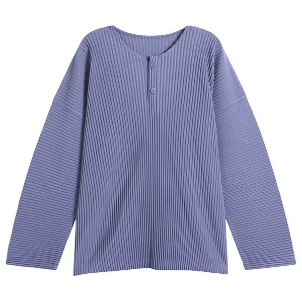 Issey Miyake Pleat Henley Top - Manarola Wall Violet