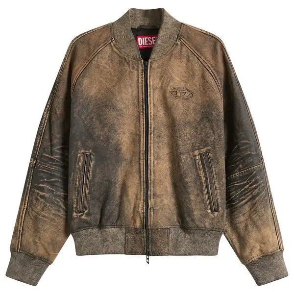 DIESEL L-cobb Camouflage Leather Jacket - Brown Camouflage