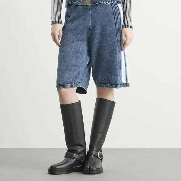 DIESEL M-esther Ribbed Denim Bermuda Shorts