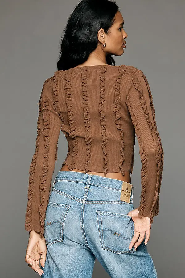 Endless Rose Ruffled Crew-neck Sweater
