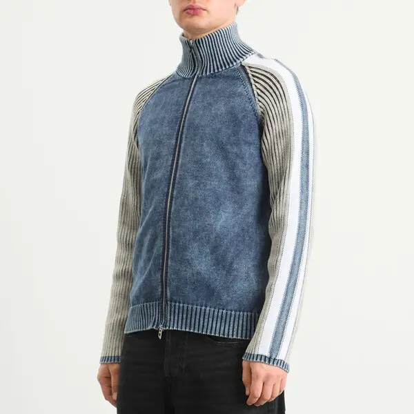 DIESEL Indigo Knit Zip Cardigan