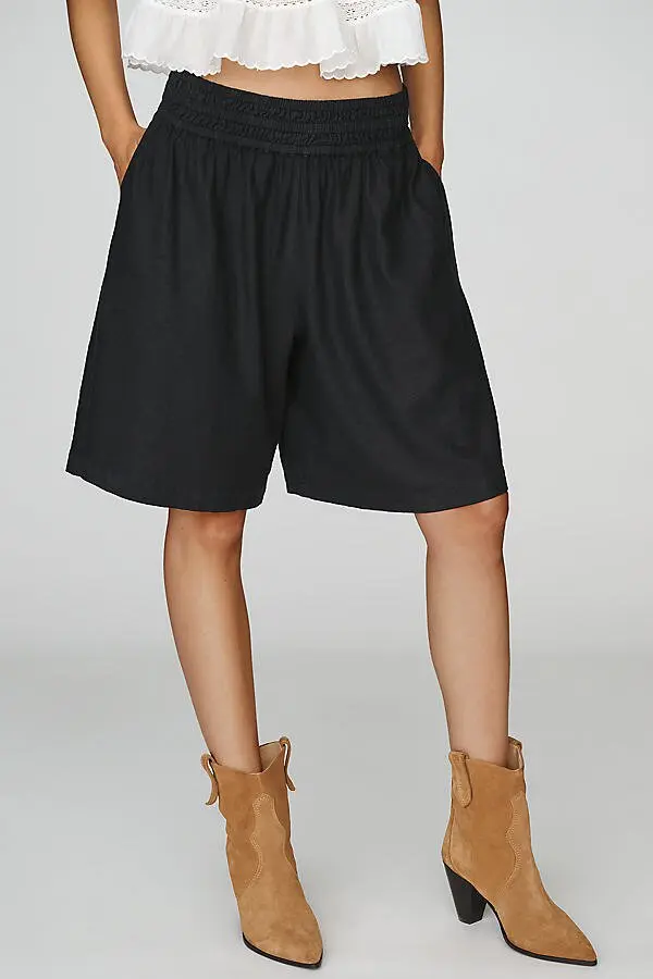 THE SOMERSET COLLECTION BY ANTHROPOLOGIE Linen Blend Stretch Longline Shorts