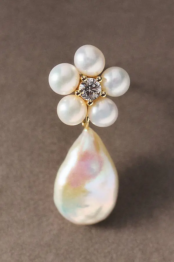 Shashi Floral Pearl Drop Earrings