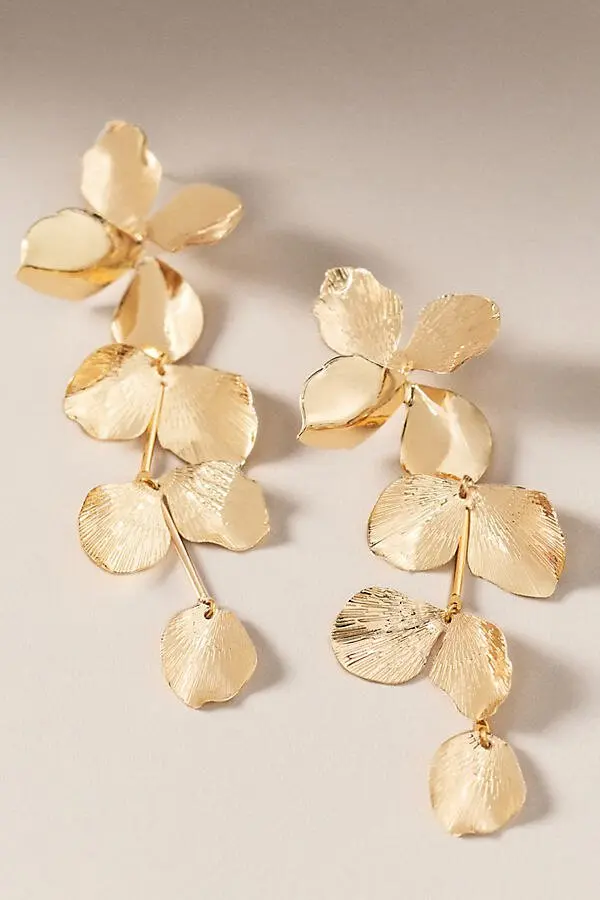Shashi Ruellia Floral Drop Earrgs - Gold
