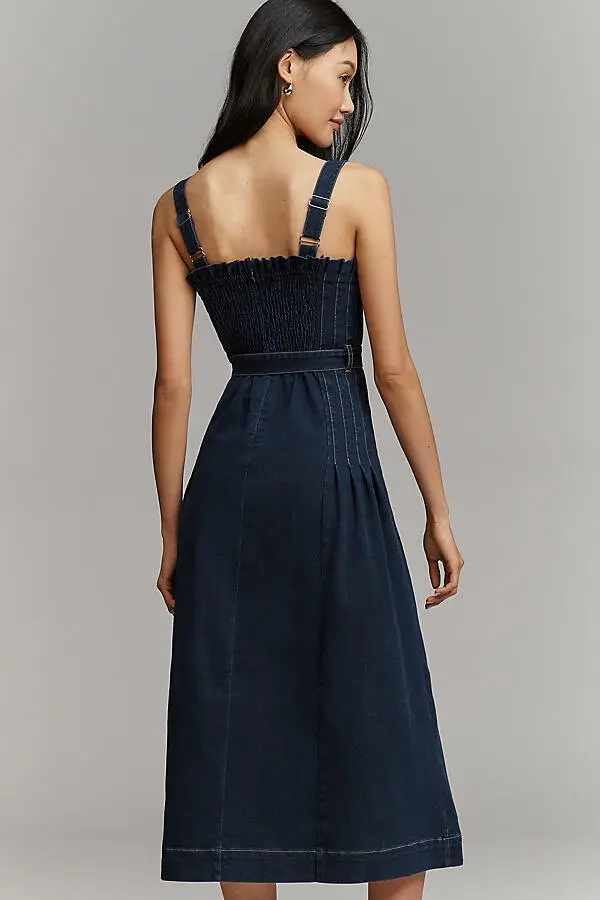 Moon River Square Neck Midi Dress