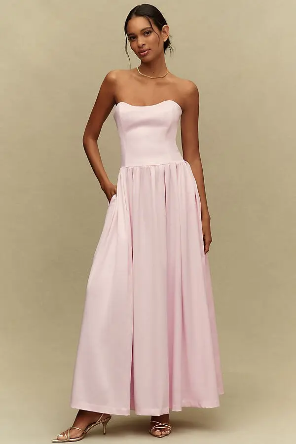 Bhldn Mia Strapless Fit-and-flare Maxi Dress - Barely Pink