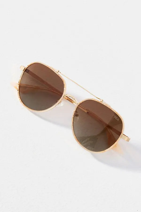 I-SEA Tate Circle Aviator Sunglasses - Speckled Gold/rose Gold