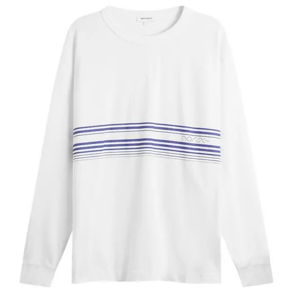 Norse Projects Loften Nautical Stripe Long Sleeve T-shirt - White