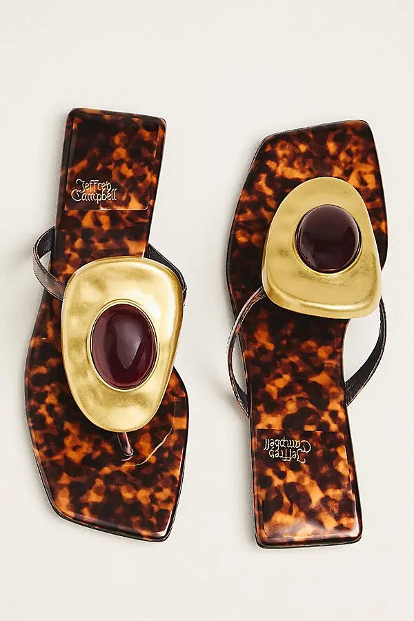 Jeffrey Campbell Bazaar Thong Sandals - Tortoise Combo