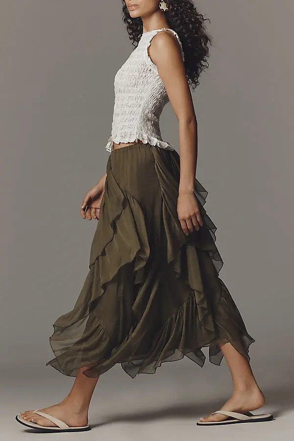 MARE MARE Layered Ruffle Midi Skirt