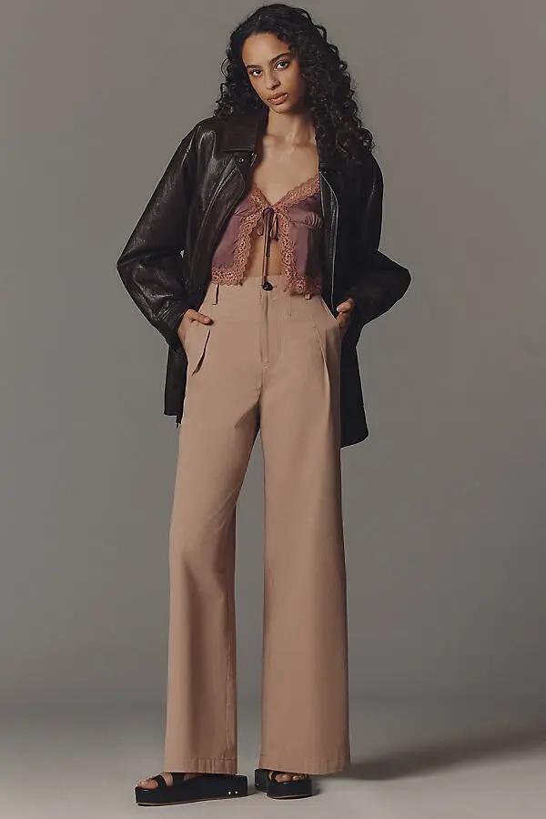 Maeve Wide-leg Trousers Pants - Clay