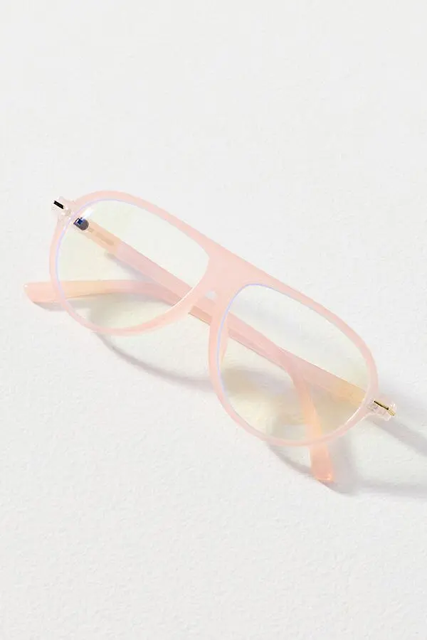I-SEA Patterned Aviator Readers - Translucent Pink
