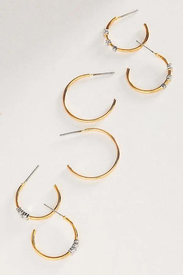 Anthropologie Hoop Earrgs, Set Of 3 - Mixed Metal