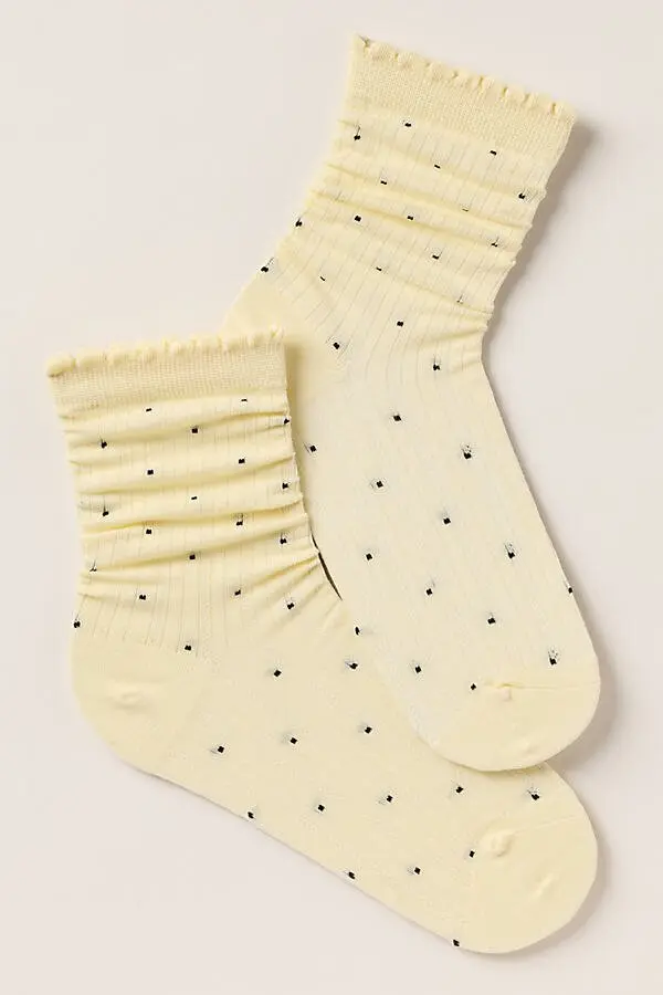 CASA CLARA Martinique Polka Dot Crew Socks - Yellow
