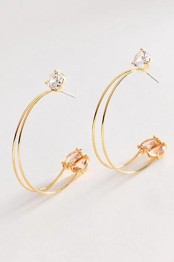 Anthropologie Trity Crystal Hoop Earrgs - Clear/neutral
