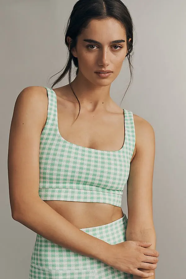 Strut This Jolie Bra Top - Green Gingham
