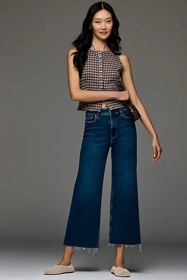 Paige Anessa High-rise Crop Wide-leg Jeans - Venetian Breeze