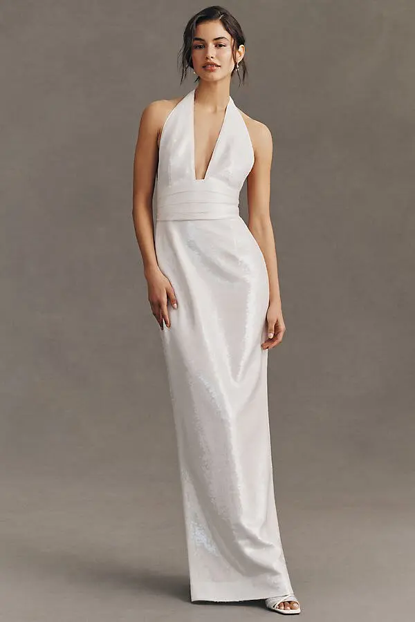 Retrofete Kelsi Sequ Maxi Dress - White