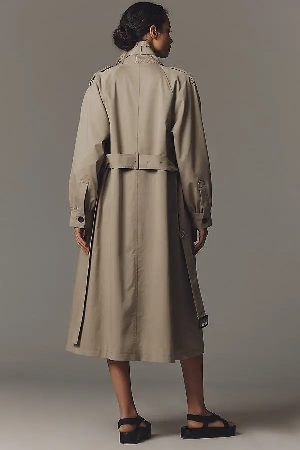 Avec Les Filles Funnel-neck Mid-length Trench Coat Jacket