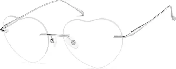 Zenni Heart Rimless Glasses Stainless Steel Frame - Silver