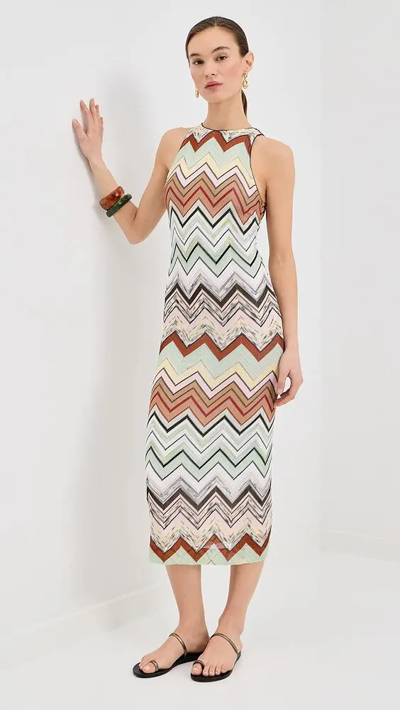 Missoni Sleeveless Knit Midi Dress - Orange