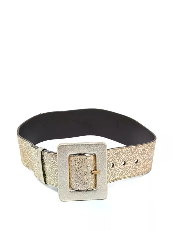 Saint Laurent Square-buckle Leather Belt - Gold