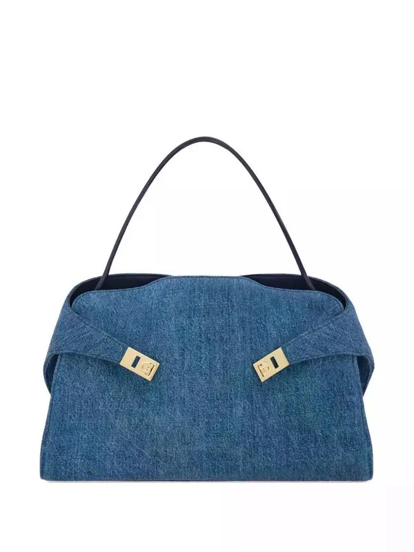 FERRAGAMO Hug Soft Denim Shoulder Bag - Blue